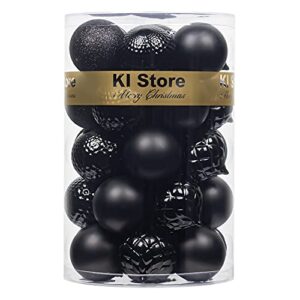 ki store black christmas balls 34pcs 2.36-inch christmas tree decoration ornaments for xmas tree halloween wreath garland decor ornaments hooks included