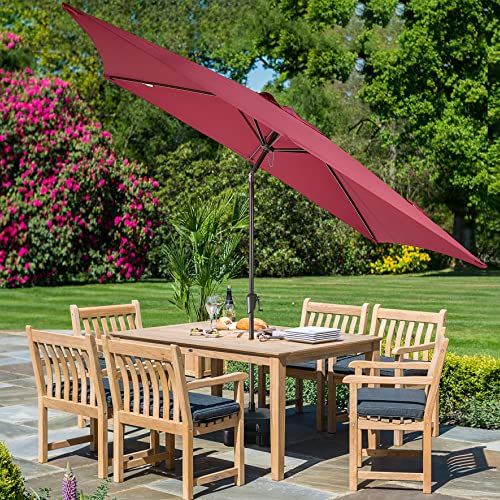 COBANA 6.6 x 9.8ft Rectangular Patio Umbrella, Outdoor Table Market Umbrella with Push Button Tilt/Crank, Dark Red