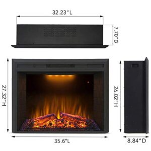 Valuxhome Electric Fireplace, 36 Inches Fireplace Insert with Overheating Protection, Fire Crackling Sound, Remote Control, 750/1500W, Black