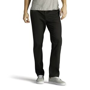 lee men's extreme motion flat front slim straight pant black 34w x 32l