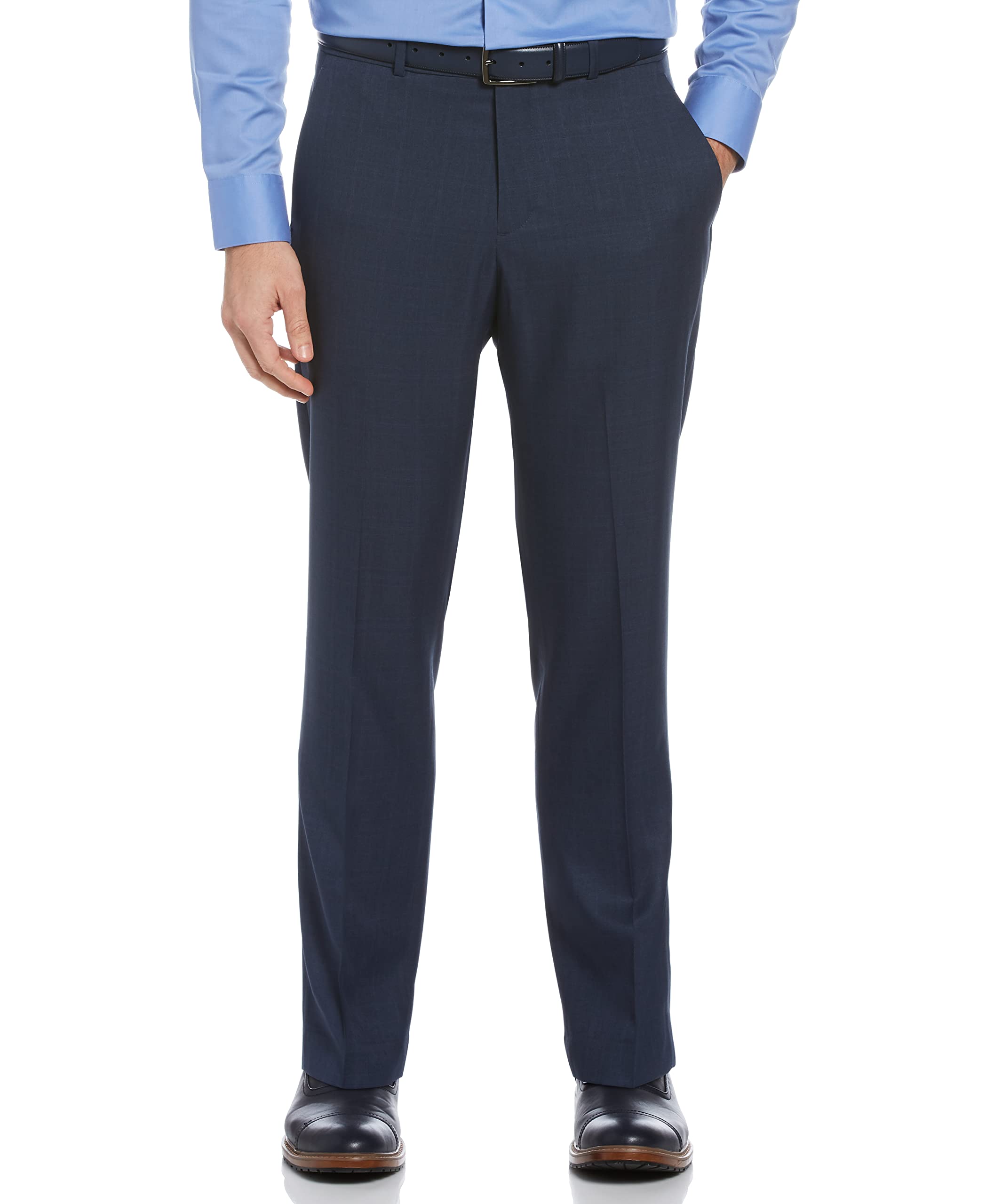 Perry Ellis Portfolio Men's Performance Dress Pant, Modern Fit, Non-Iron, Flat Front Stretch (Waist Size 30 - 42), Mood Indigo, 36W x 32L