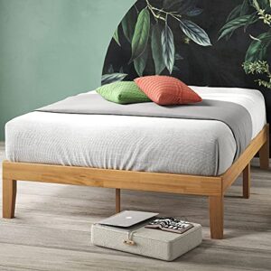 zinus moiz wood platform bed frame / wood slat support / no box spring needed / easy assembly, natural, full