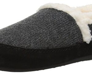 Acorn Moc Slipper – Cozy, Comfortable Moccasins for Women – House Shoes with Memory Foam Cloud Cushioning and Indoor / Outdoor Sole, Dark Charcoal Heather Ragg Wool, 8-9