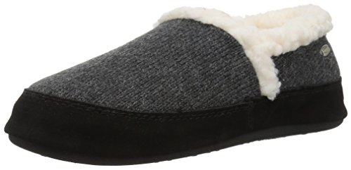 Acorn Moc Slipper – Cozy, Comfortable Moccasins for Women – House Shoes with Memory Foam Cloud Cushioning and Indoor / Outdoor Sole, Dark Charcoal Heather Ragg Wool, 8-9