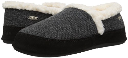 Acorn Moc Slipper – Cozy, Comfortable Moccasins for Women – House Shoes with Memory Foam Cloud Cushioning and Indoor / Outdoor Sole, Dark Charcoal Heather Ragg Wool, 8-9