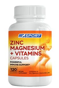 magnesium zinc & vitamins b6, b9, folic acid – high absorption for immune support, muscle recovery, easy on stomach, 120 capsules