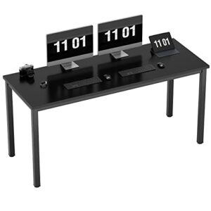 need 63 inch large computer desk - modern simple style home office gaming desk, basic writing table for study student, black metal frame, black