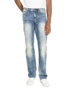 buffalo david bitton men's relaxed straight driven jeans, sandblasted blue wash indigo, 36w x 32l