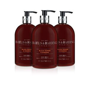 baylis & harding mens black pepper & ginseng 16.9 ounces hand wash, pack of 3