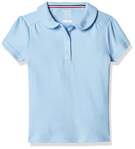 french toast girls short sleeve peter pan collar school uniform polo shirt, light blue, 6 years us