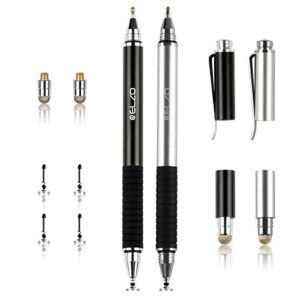 elzo 3 in 1 stylus, disc stylus touch screen pens and gel pen combo, 2 pcs with 6 replacement tips for all touch screens tablets and cell phones, iphone/ipad/samsung/lenovo and more