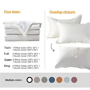 Simple&Opulence French Linen Duvet Cover Set - Full Size(78" x 86")- 3 Pieces (1 Comforter Cover,2 Pillowcases)- Natural Flax Cotton Blend-Solid Color Breathable Farmhouse Bedding-Off White