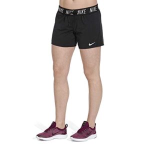 nike women's dry training shorts, sweat-wicking running shorts women need for high intensity comfort, black/white, s