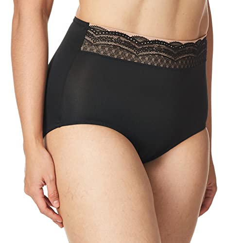 Warner's womens No Pinching No Problems Dig-free Comfort Waist With Lace Microfiber Rs7401p Briefs, Rich Black, Large US