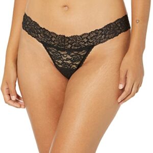 maidenform womens comfort devotion lace thong panties, black, large us