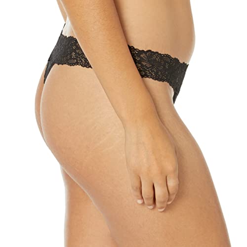 Maidenform womens Comfort Devotion Lace Thong Panties, Black, Large US