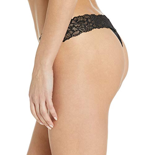 Maidenform womens Comfort Devotion Lace Thong Panties, Black, Large US