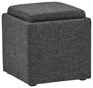 amazon brand – rivet ross modern tweed lift-top storage ottoman pouf, 17.7"w, caviar