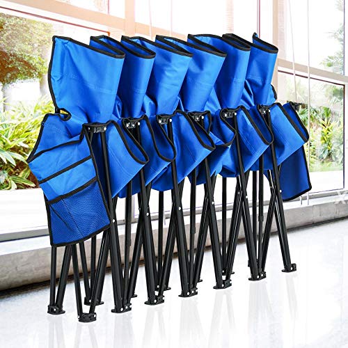 Yaheetech 6 Seats Foldable Sideline Bench for Sports Team Portable Camping Folding Bench Chairs with Carry Bag, Blue