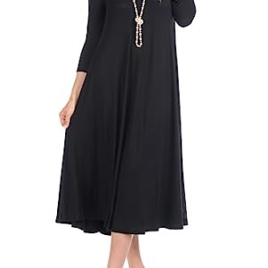 iconic luxe Women's A-Line Swing Trapeze Midi Dress Small Black