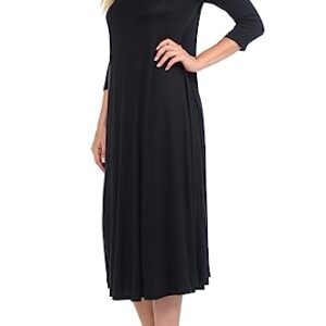 iconic luxe Women's A-Line Swing Trapeze Midi Dress Small Black