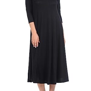 iconic luxe Women's A-Line Swing Trapeze Midi Dress Small Black