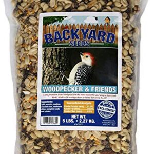 Backyard Seeds Woodpecker Shelled Peanuts Mixed Bird Seed with Sunflower Chips, Pumpkins, Raisins (5 Pounds)