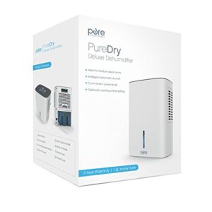 Pure Enrichment PureDry Deluxe Dehumidifier - Mid-Sized 1.5L Water Tank Eliminates 500ml/day in Excess Moisture from Closets, Bathrooms, Basements, Boats, Kitchens and Other Small to Mid-Sized Areas