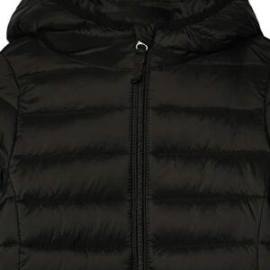 Amazon Essentials Girls' Lightweight Water-Resistant Packable Hooded Puffer Jacket, Black, X-Small