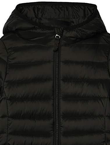 Amazon Essentials Girls' Lightweight Water-Resistant Packable Hooded Puffer Jacket, Black, X-Small