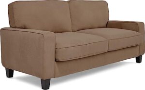 serta palisades upholstered sofas for living room modern design couch, straight arms, soft fabric upholstery, tool-free assembly, 78" sofa, kingston tan