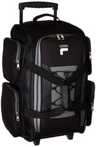 fila 22" lightweight carry on rolling duffel bag, black, one size