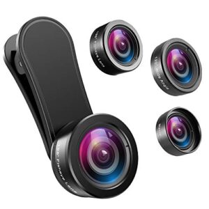 criacr phone camera lens, 198°fisheye lens, 120° super wide angle lens, 20x macro lens, for tik tok, vlog video, clip on phone lens for iphone 12 12 pro, 11, xs, xr 8 7 plus 7, samsung, smartphones