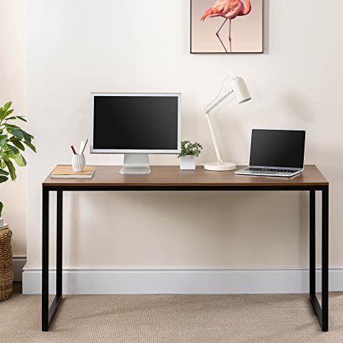 ZINUS Jennifer 55 Inch Black Frame/ Computer Workstation, Office Desk, Easy Assembly, Brown