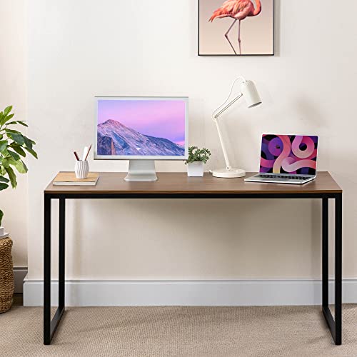 ZINUS Jennifer 55 Inch Black Frame/ Computer Workstation, Office Desk, Easy Assembly, Brown