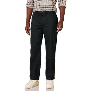 amazon essentials men's classic-fit wrinkle-resistant flat-front chino pant (available in big & tall), black, 29w x 34l