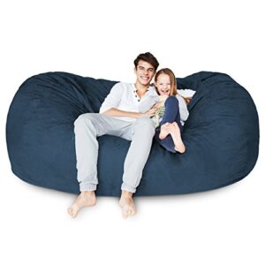 Lumaland Luxurious 7ft Big Bean Bag Chair with Microsuede Cover - Ultra Soft, Foam Filled and Washable Bean Bag for Teens, Adults, Pets - Accessory for Dorm, Living Room, House - Navy Blue