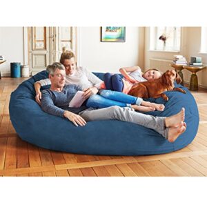 Lumaland Luxurious 7ft Big Bean Bag Chair with Microsuede Cover - Ultra Soft, Foam Filled and Washable Bean Bag for Teens, Adults, Pets - Accessory for Dorm, Living Room, House - Navy Blue