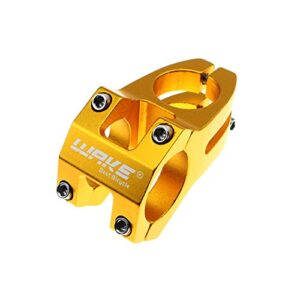 wake 31.8 stem 45mm bike stem mountain bike stem short handlebar stem for most bicycle, road bike, mtb, bmx, fixie gear, cycling (aluminum alloy, gold)