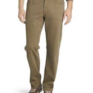 IZOD Men's Relaxed Fit Comfort Stretch Denim Jeans, Vintage Khaki, 32W X 32L