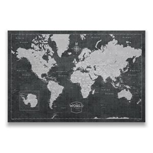 conquest maps world map poster modern world map style decor to track your travels & pin your adventures! matte poster paper detailed graphics -cities states & countries - 2015 data (24 x 16 inches)