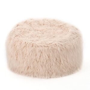 christopher knight home faux fur faux fur beanbag, 5', pastel pink