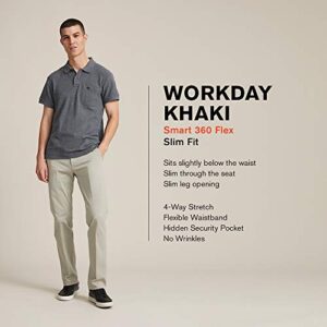 Dockers Men's Slim Fit Workday Khaki Smart 360 Flex Pants, Storm Grey, 34W x 32L