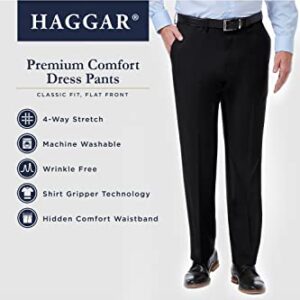 Haggar Men's Premium Comfort Dress Pant Classic Fit Reg. and Big & Tall Sizes, Black, 42W x 29L