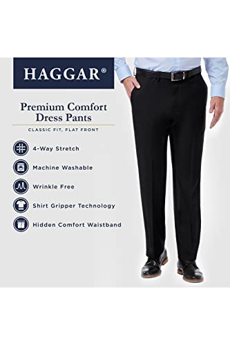 Haggar Men's Premium Comfort Dress Pant Classic Fit Reg. and Big & Tall Sizes, Black, 42W x 29L