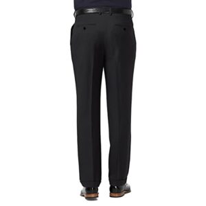 Haggar mens Premium Comfort Classic Fit Pleat Expandable Waist Dress Pants, Black, 36W x 30L US