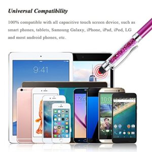 8pcs 2 in 1 Slim Crystal Stylus & Ballpoint Pens for Universal Touch Screen Devices for iPad iPhone, Samsung Galaxy, Tablets, Capacitive Pen, Black Ink Ball Point Pen