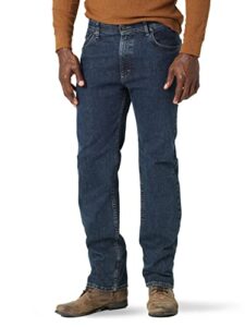 wrangler authentics men's regular fit comfort flex waist jean, dark stonewash, 38w x 29l