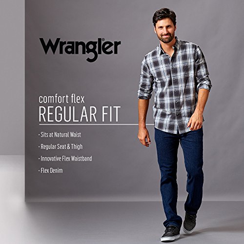 Wrangler Authentics Men's Regular Fit Comfort Flex Waist Jean, Dark Stonewash, 38W x 29L