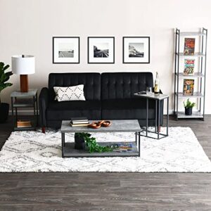 Household Essentials Jamestown Rectangular Coffee Table with Storage Shelf Rustic Slate Concrete and Black Metal